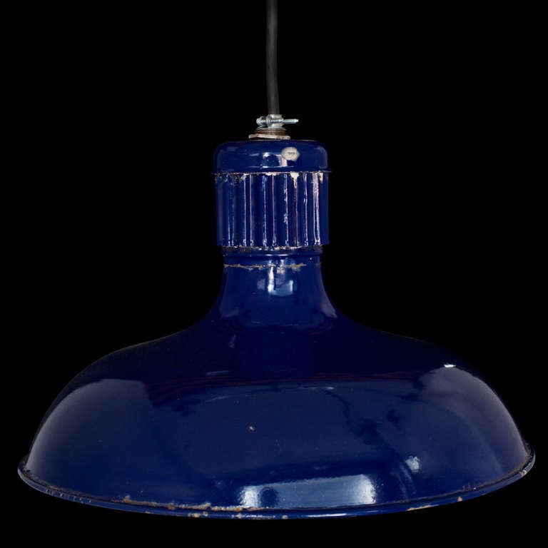 Cobalt Blue Industrial Factory Work Light at 1stDibs