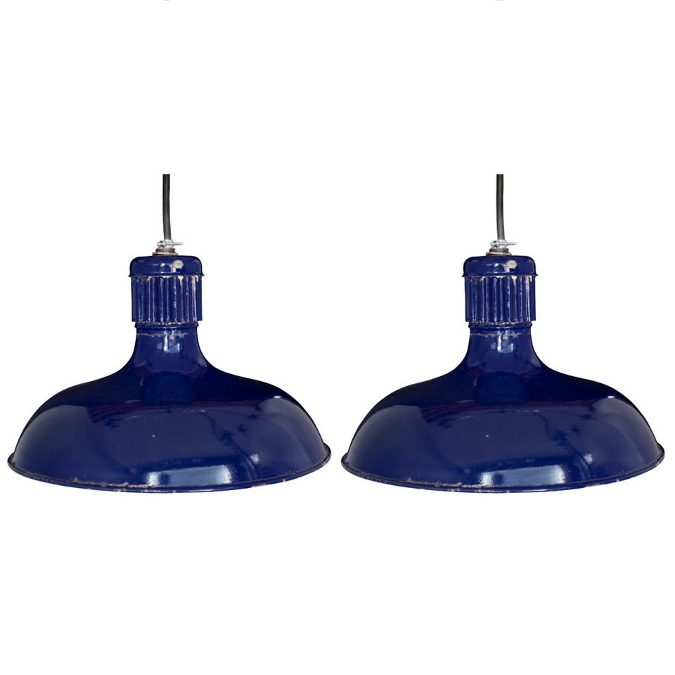Cobalt Blue Industrial Factory Work Light at 1stDibs
