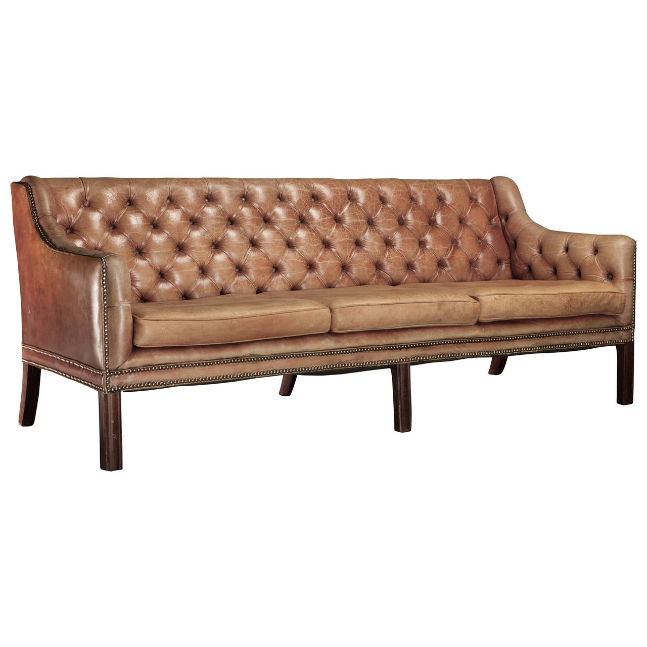 Buttoned Back Leather Sofa at 1stDibs