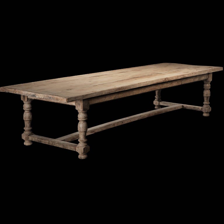 Large Turned Leg Dining Table at 1stDibs