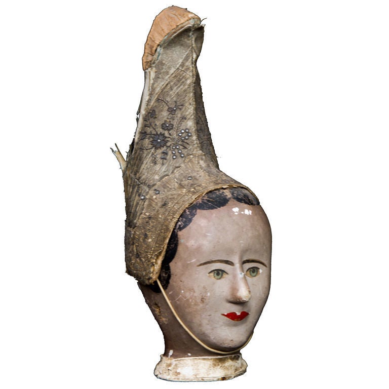 English Milliners Head with Silk Cap at 1stDibs