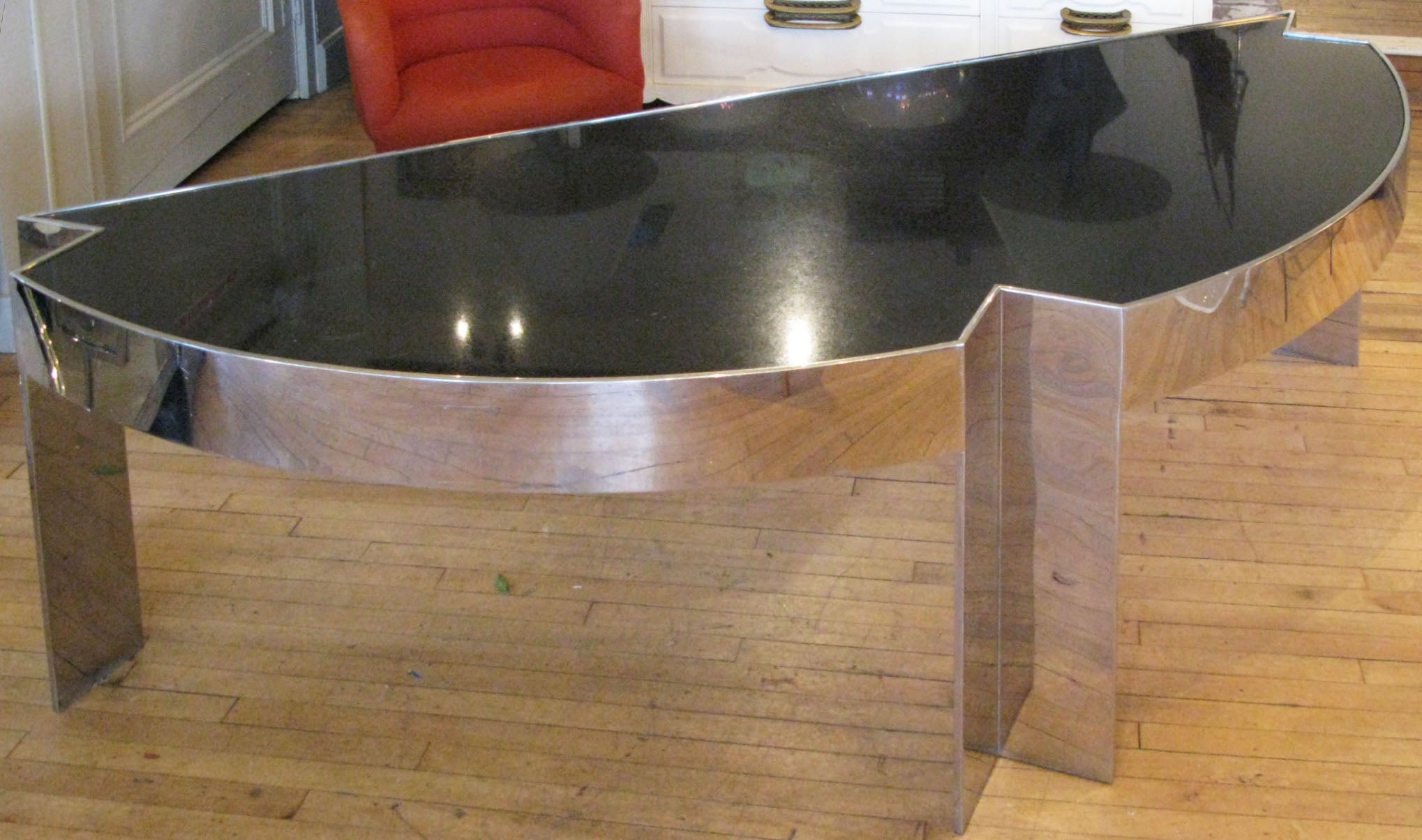 Chrome Mezzaluna Desk by Pace Collection at 1stDibs