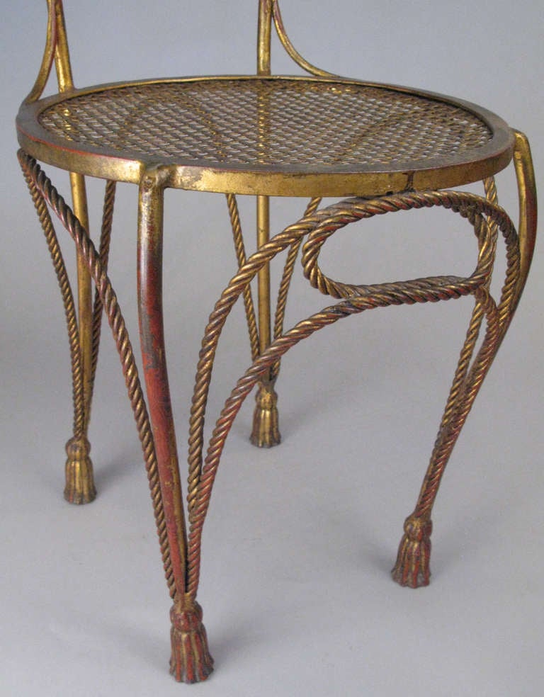 Vintage Italian Gilt Rope and Tassel Chair at 1stDibs