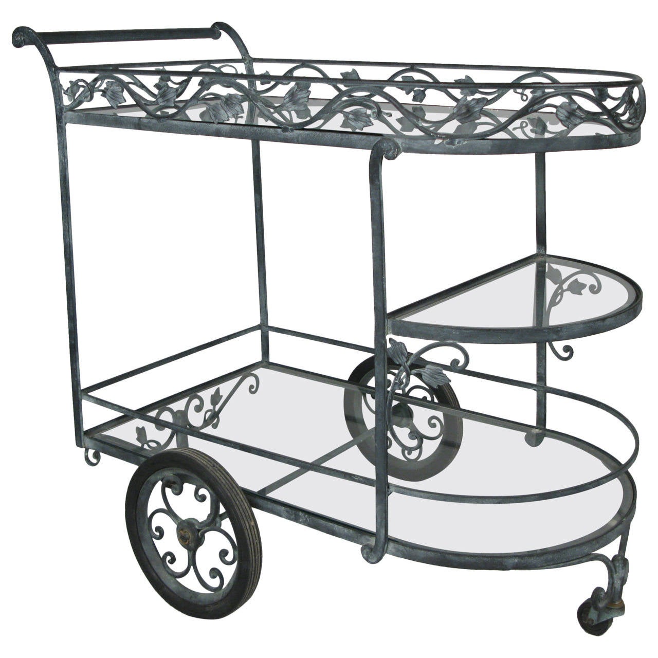 Vintage 1940s Iron Bar Cart by Salterini at 1stDibs