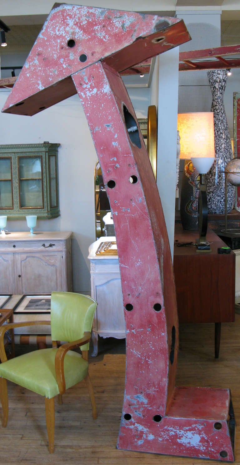 Monumental Antique Steel Arrow Sign in Original Red Paint at 1stDibs