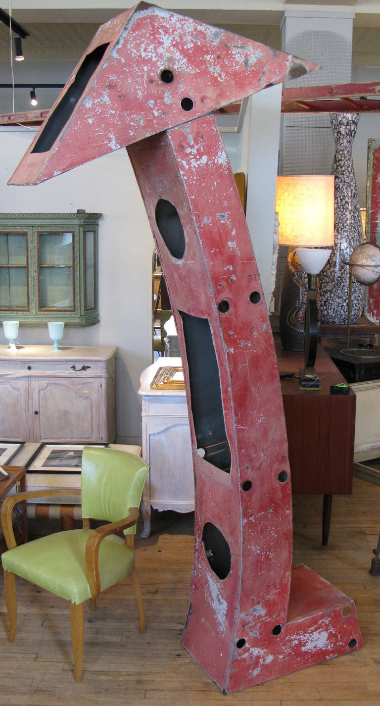 Monumental Antique Steel Arrow Sign in Original Red Paint at 1stDibs