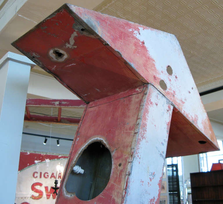 Monumental Antique Steel Arrow Sign in Original Red Paint at 1stDibs