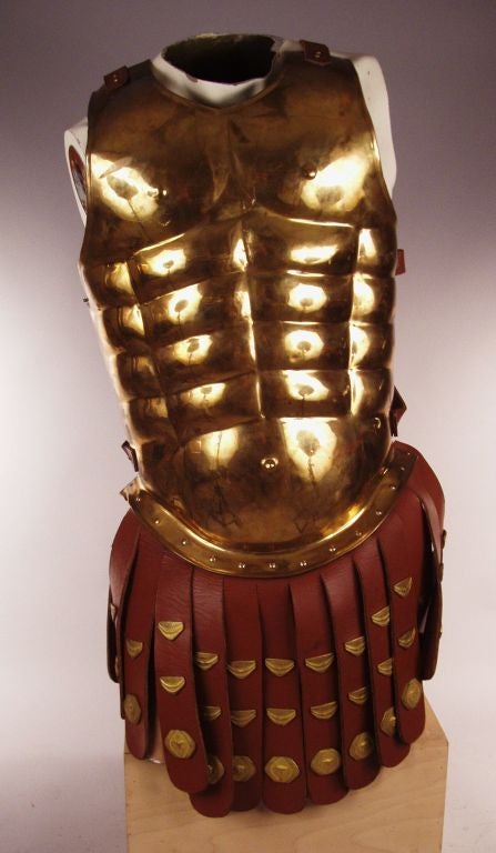 Vintage Roman Gladiator Costume in Brass and Leather at 1stDibs