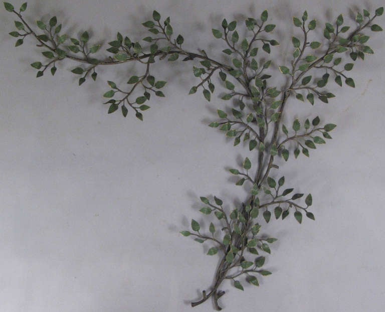 1950's Italian Enameled Wrought Iron Tree Wall Sculpture at 1stDibs