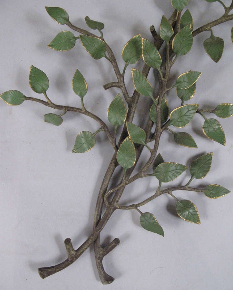 1950's Italian Enameled Wrought Iron Tree Wall Sculpture at 1stDibs