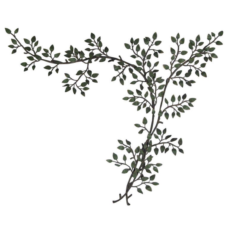 1950's Italian Enameled Wrought Iron Tree Wall Sculpture at 1stDibs
