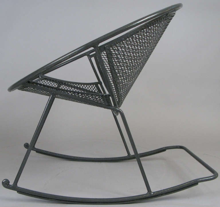 Rare Salterini 'Radar' Wrought Iron Rocking Chair at 1stDibs