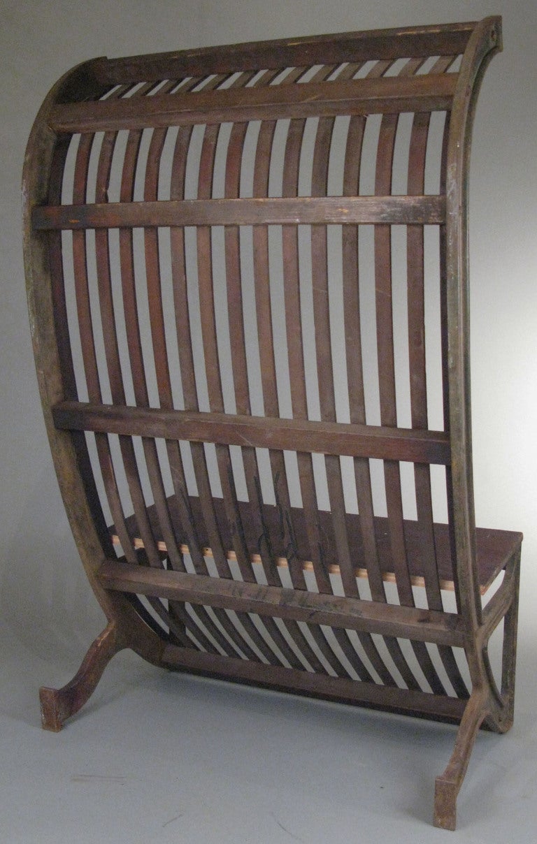 Antique Cast Iron and Oak Hooded Bench at 1stDibs