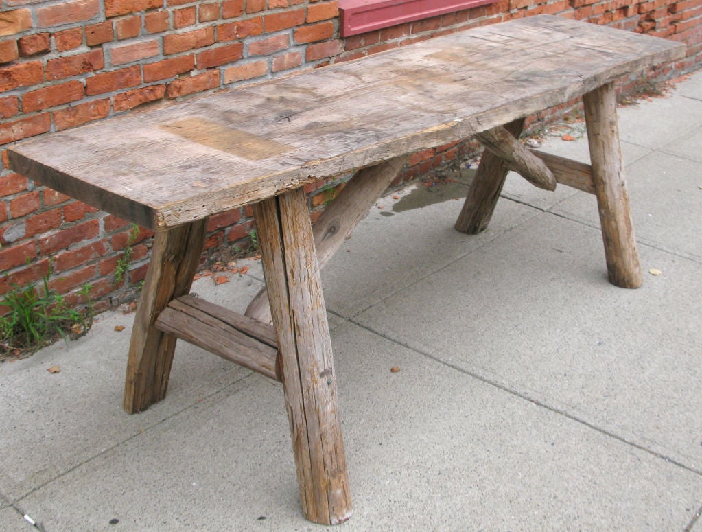 Antique Rustic Log Console Table at 1stDibs