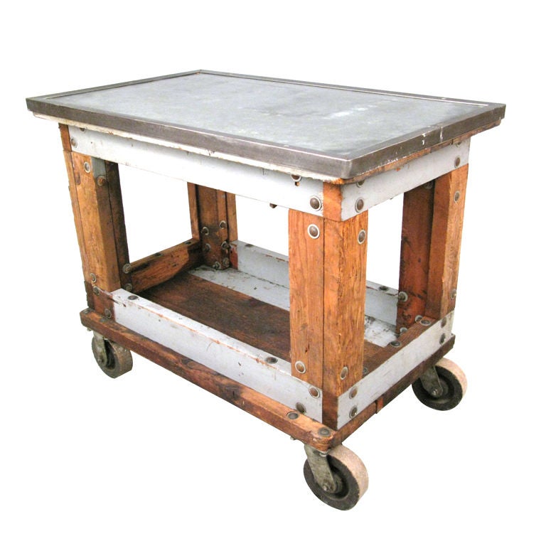 Antique Industrial Cast Iron and Steel Table Cart at 1stDibs
