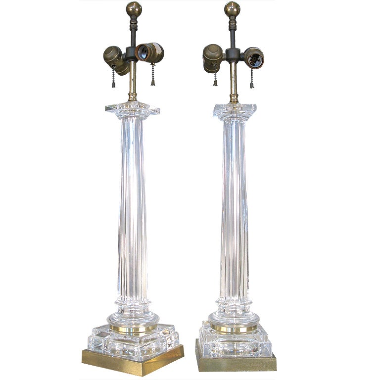 Glass Neoclassic Column Lamps by Chapman at 1stDibs