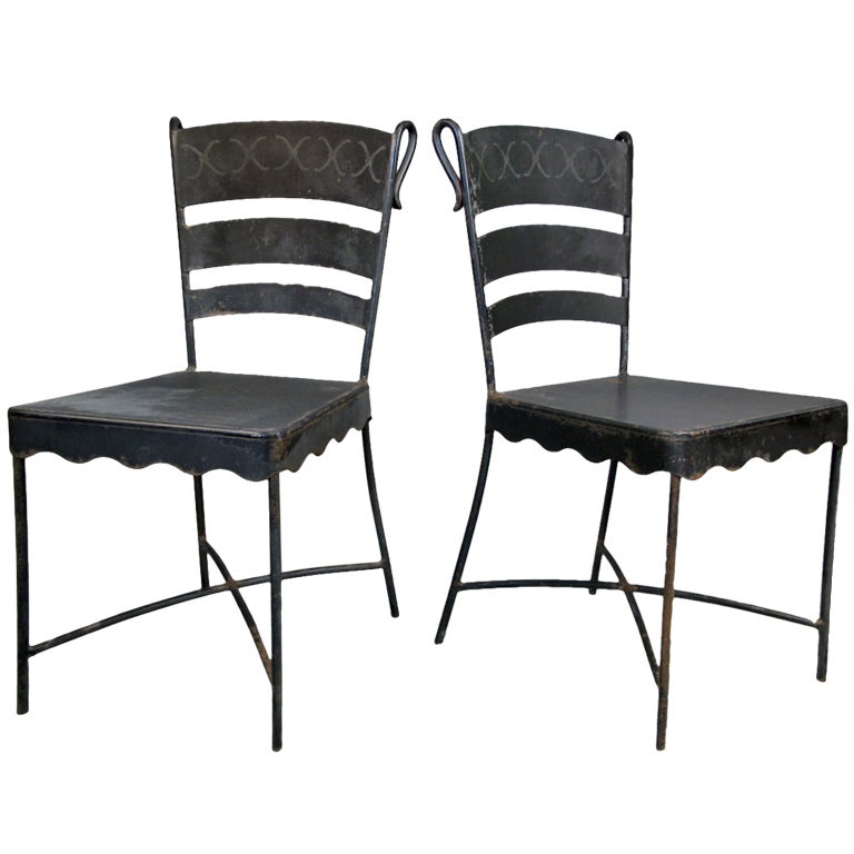Pair Mid-Century Iron X Base Chairs at 1stDibs