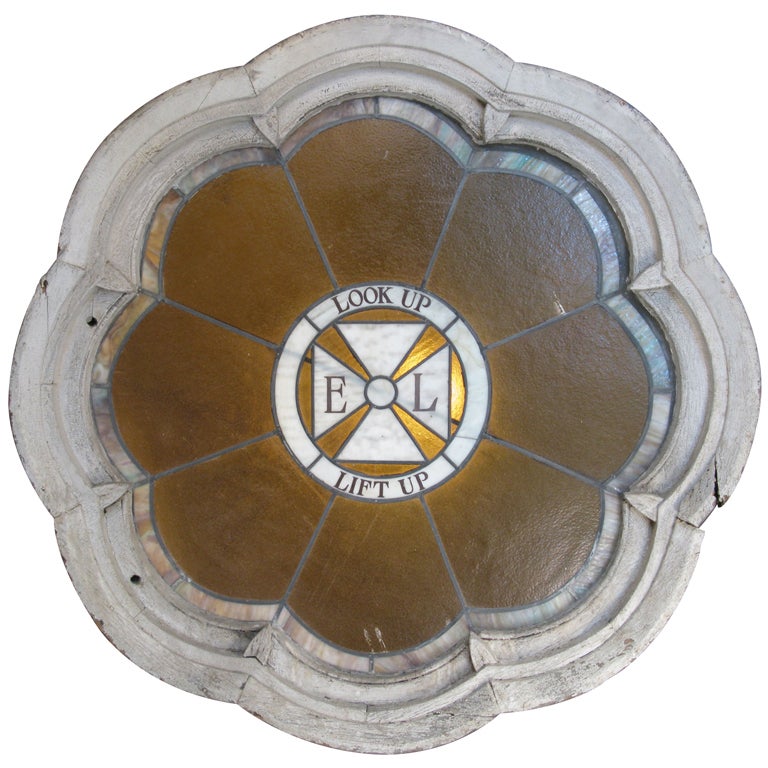 Antique Monumental Scalloped Edge Stained Glass Window at 1stDibs