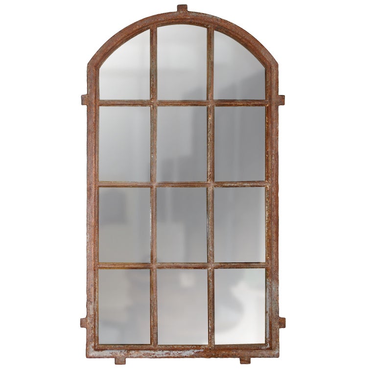 English Iron Factory Window Mirror at 1stDibs