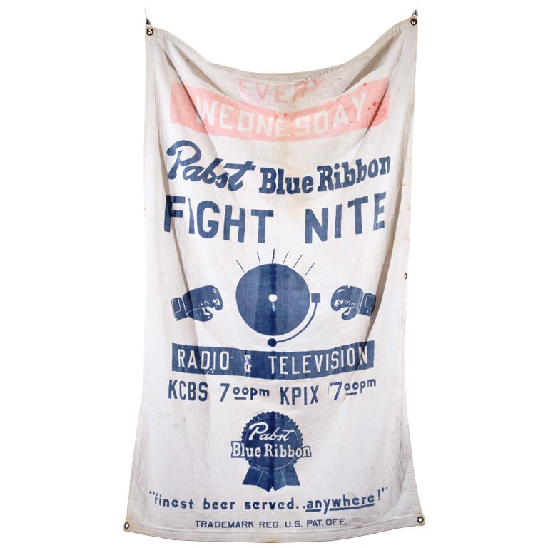 Pabst Blue Ribbon Beer "FIGHT NITE" Banner at 1stDibs