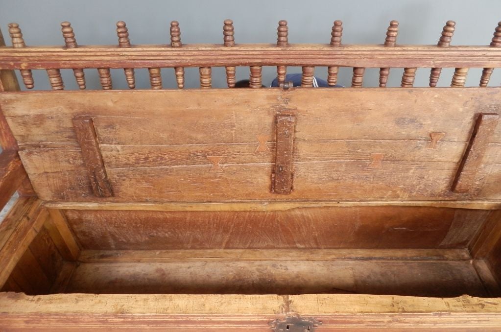 Spanish Colonial Sabino Trunk/Bench at 1stDibs | sabino backed bench