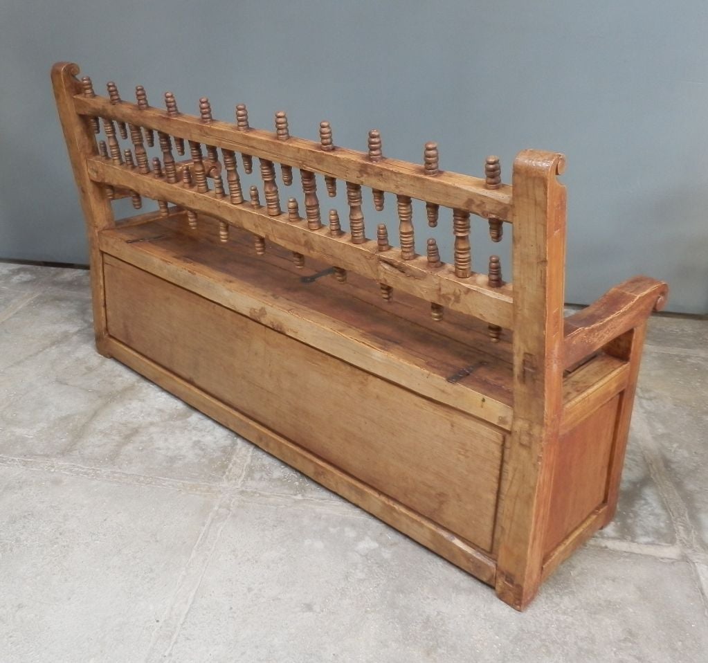 Spanish Colonial Sabino Trunk/Bench at 1stDibs | sabino backed bench