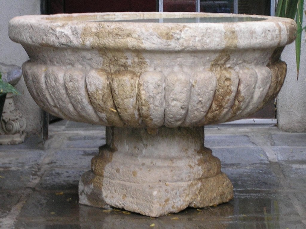 Large Spanish Colonial Style Cantera Stone Font at 1stDibs