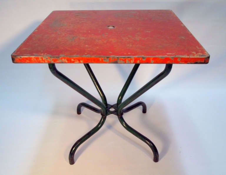 Set of French Mid-Century Square Metal Bistro Tables at 1stDibs