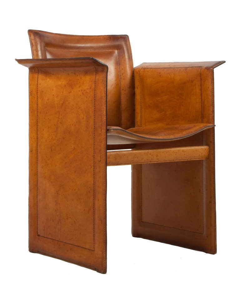 Set of Four Leather Arm Chairs by Mario Bellini at 1stDibs