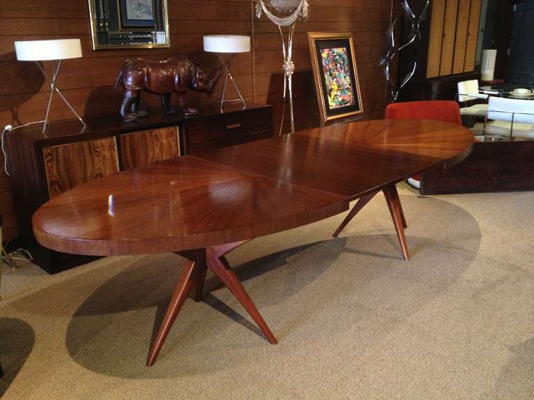 Stunning Mid-Century Modern Dining Table With Tripod Bases at 1stDibs