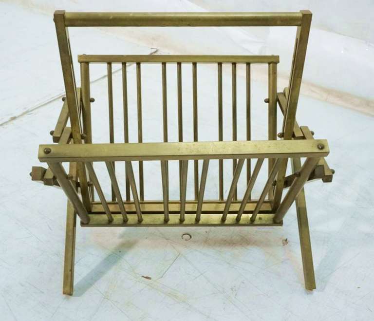 Collapsible Magazine Rack in Solid Brass at 1stDibs