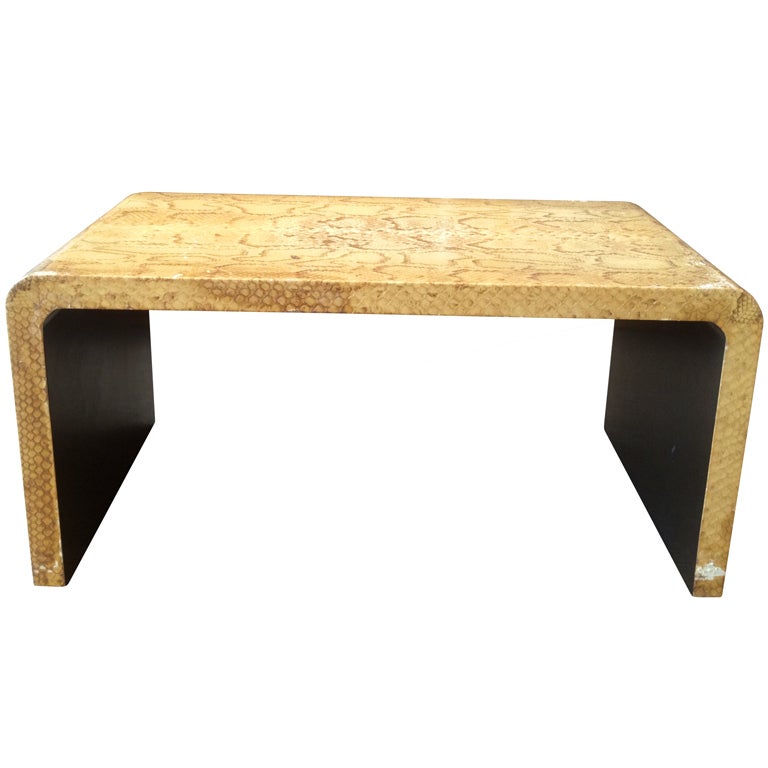 Karl Springer Style Snake Skin Coffee Table at 1stDibs
