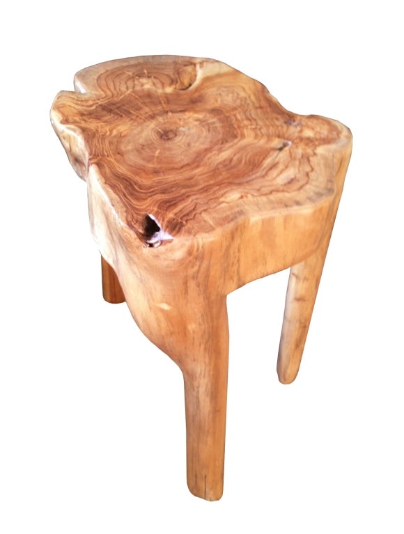 Rustic Carved Wood Stool at 1stDibs
