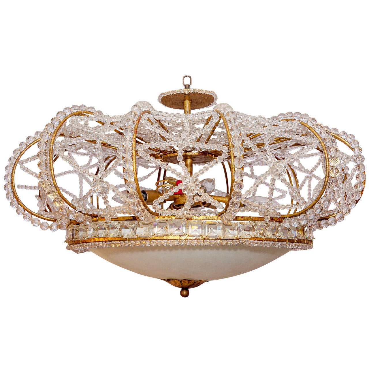 Early 20th Century French Crown-Shape Beaded Chandelier at 1stDibs