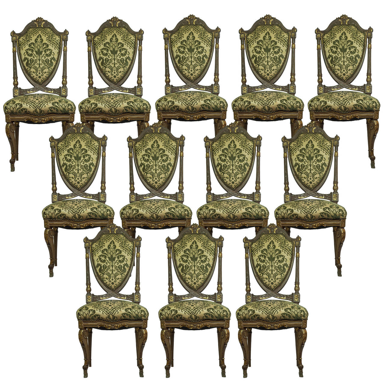 Wonderful Set of Twelve Louis XVI Style Dining Room Chairs For Sale at ...