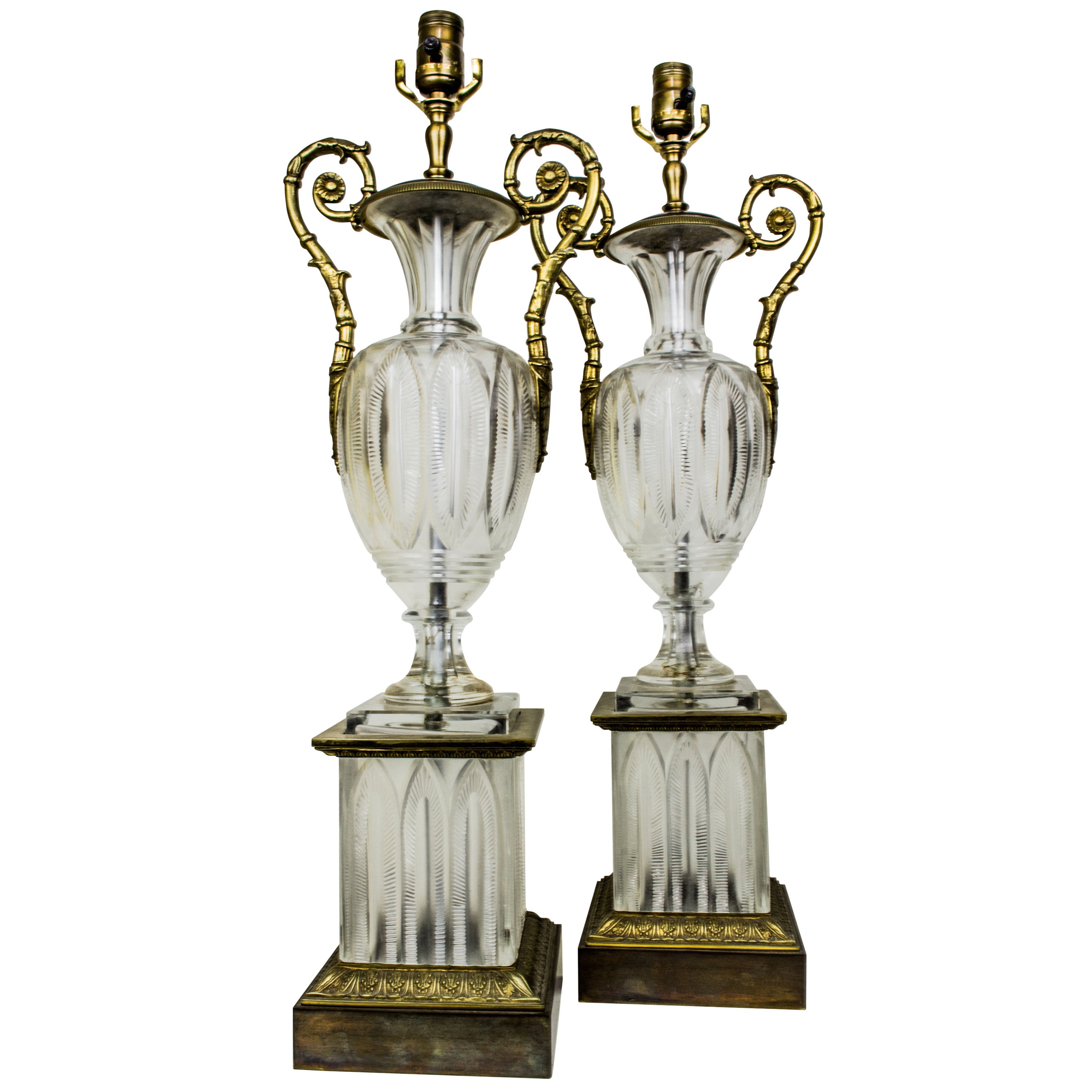 A Pair of Baccarat Style Crystal Vase Shaped Table Lamps at 1stDibs