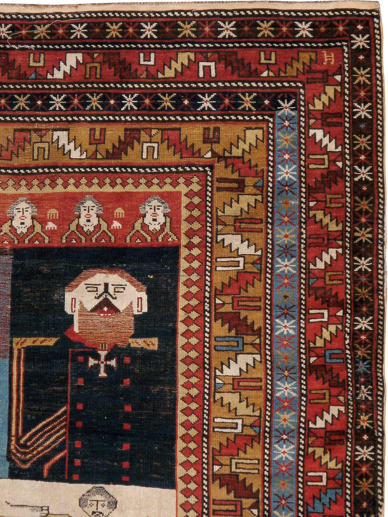 Antique Caucasian Pictorial Rug at 1stDibs | pictoral rug, antique ...