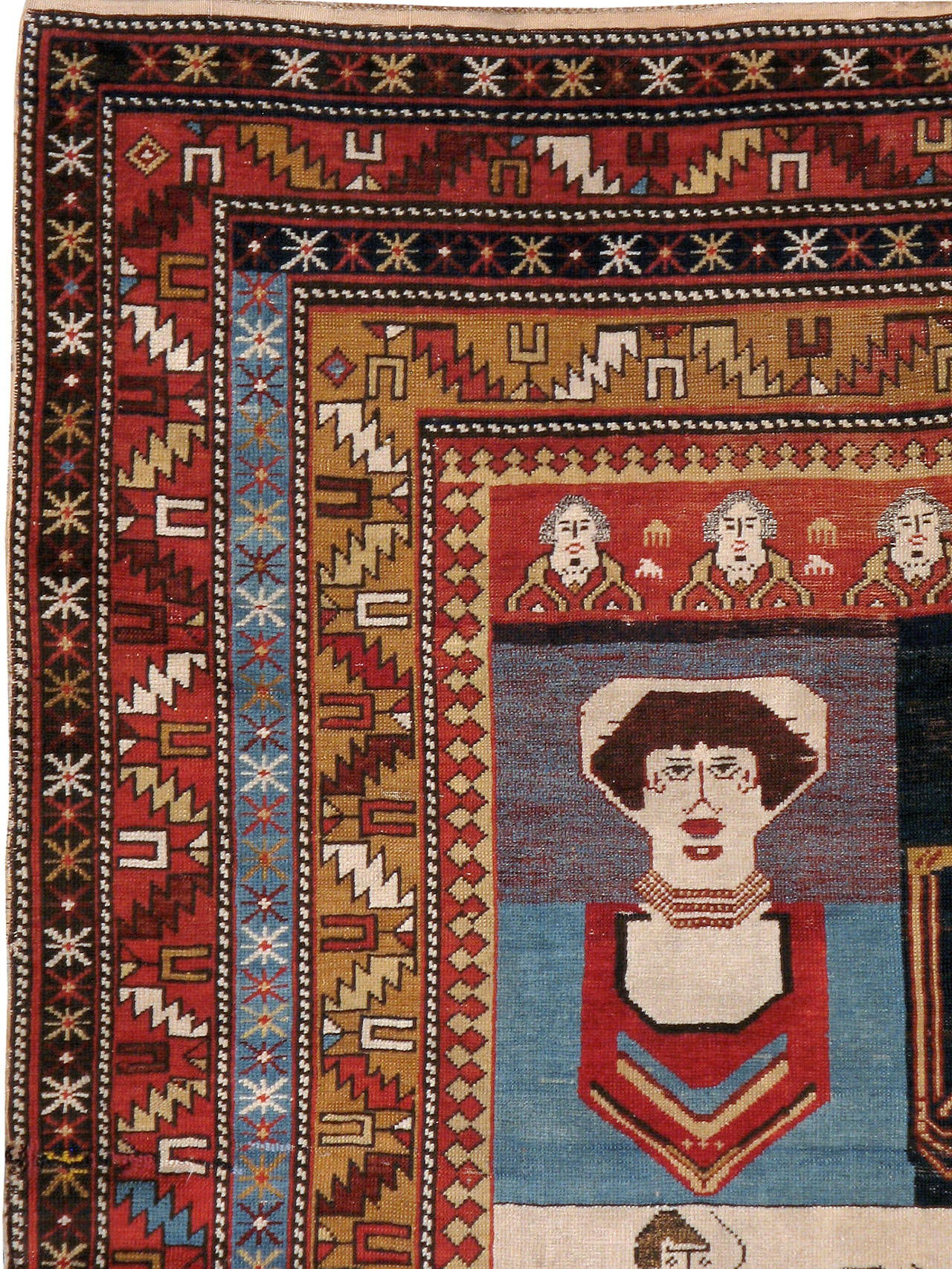 Antique Caucasian Pictorial Rug at 1stDibs | pictoral rug, antique ...