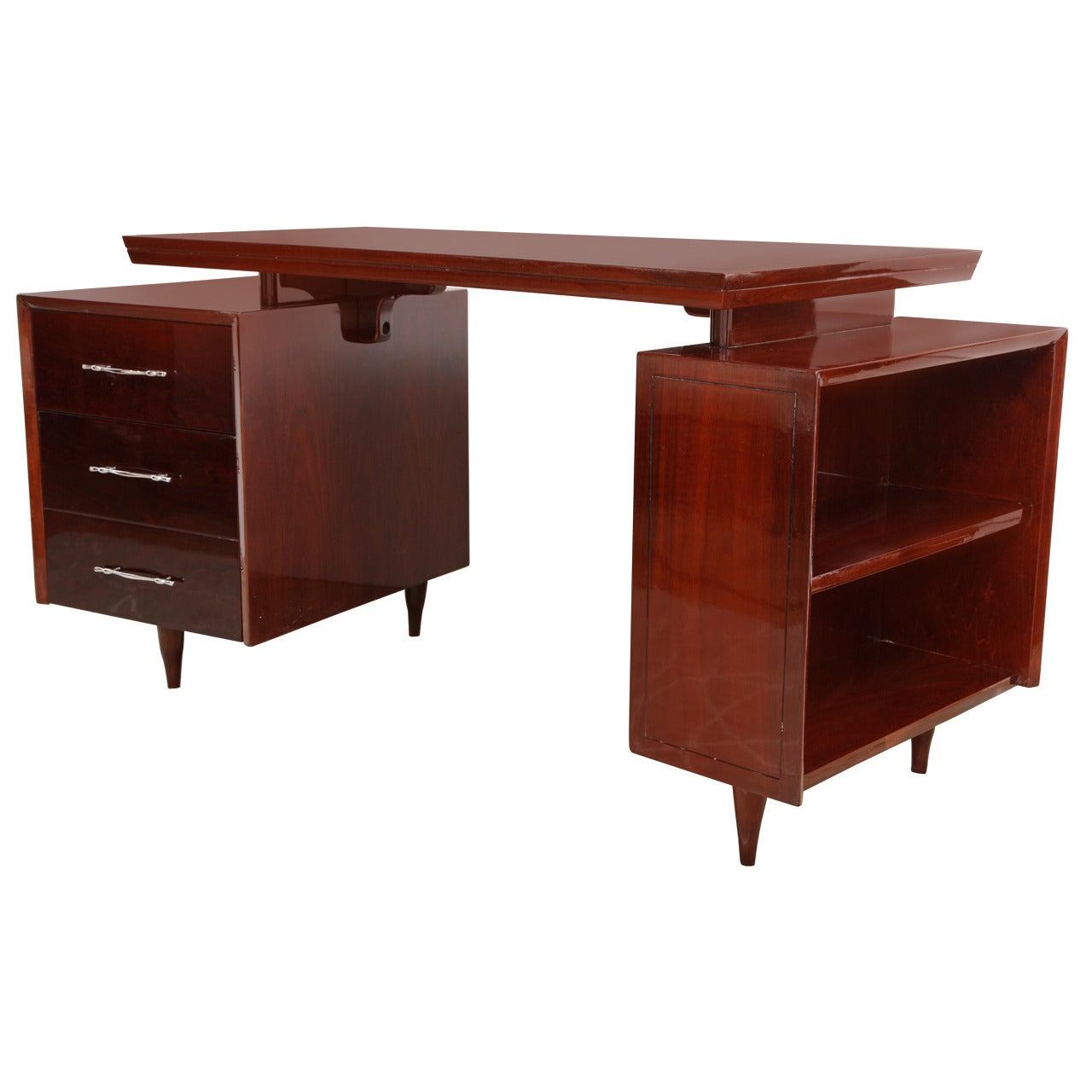 American Mid Century Modern Curving Desk at 1stDibs