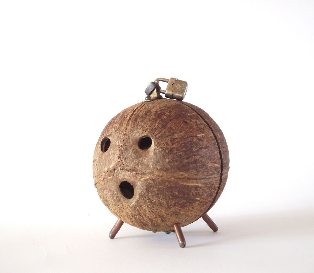 Whimsical Coconut Shell Bank, circa 1960 at 1stDibs