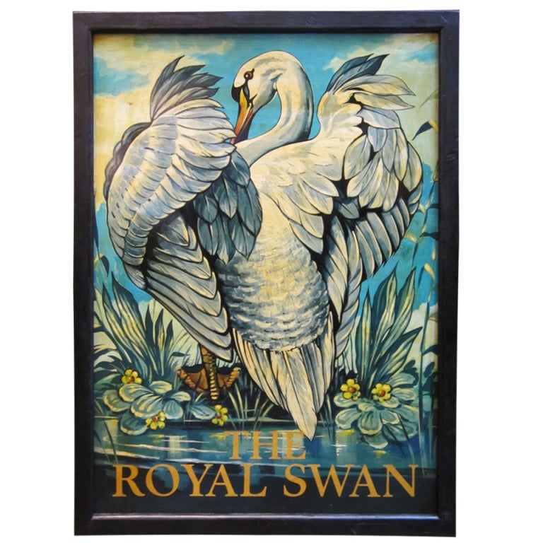 English Pub Sign - The Royal Swan at 1stDibs