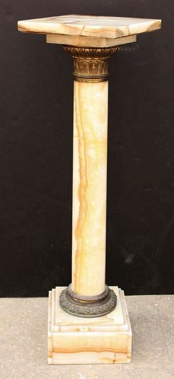 Column Pedestal of Marble and Brass at 1stDibs