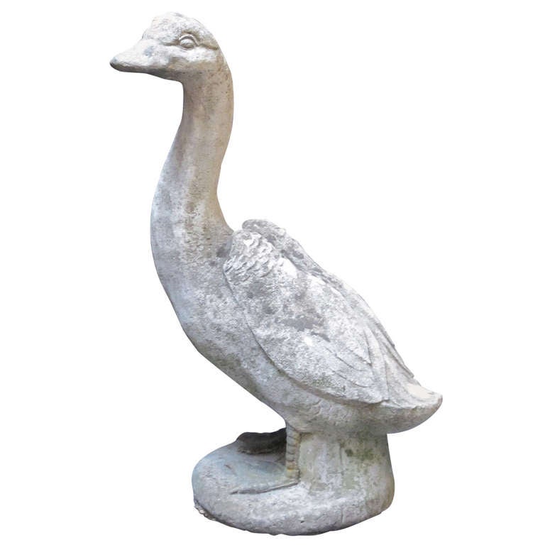 English Garden Stone Goose at 1stDibs | vintage cement goose, stone ...