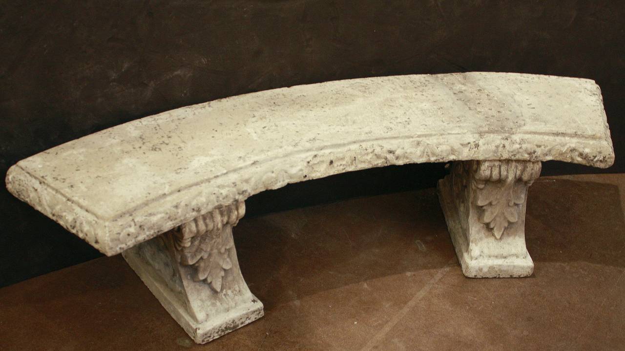 Large English Curved Garden Stone Bench at 1stDibs