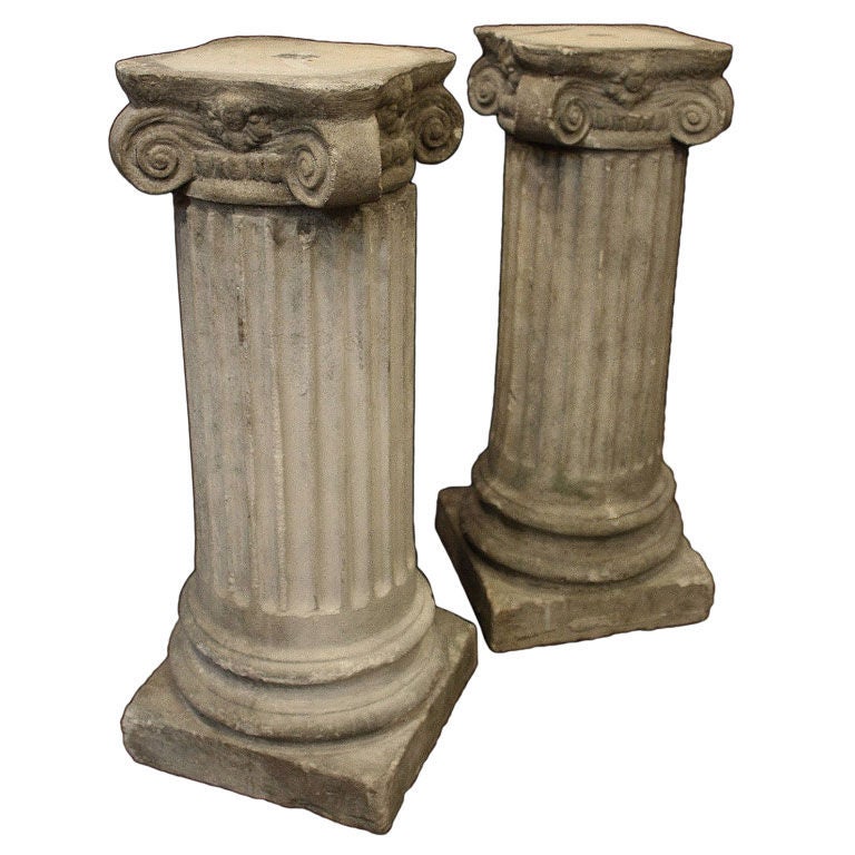 English Garden Stone Columns (Pair Available) at 1stDibs