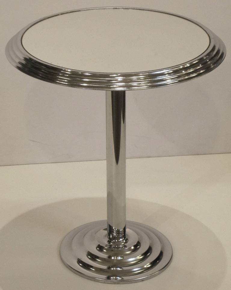 Art Deco Round Table of Chrome and Mirrored Glass at 1stDibs