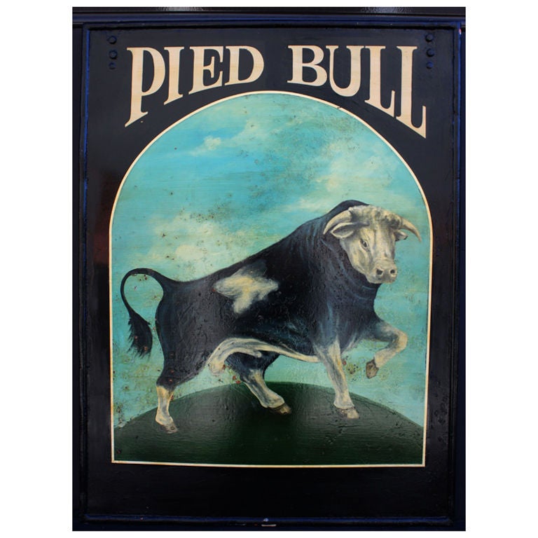English Pub Sign - Pied Bull at 1stDibs