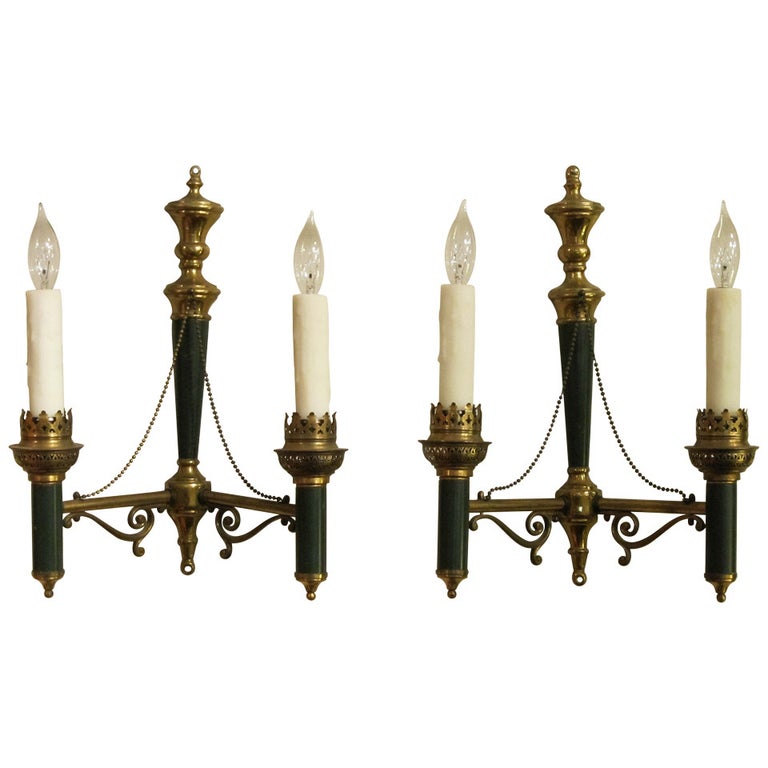 Pair of Empire or Regency Style Sconces or Wall Lights For Sale at 1stDibs