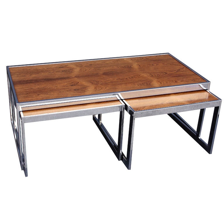 Set of Three Tables with Rosewood Tops (Merrow Associates) at 1stDibs
