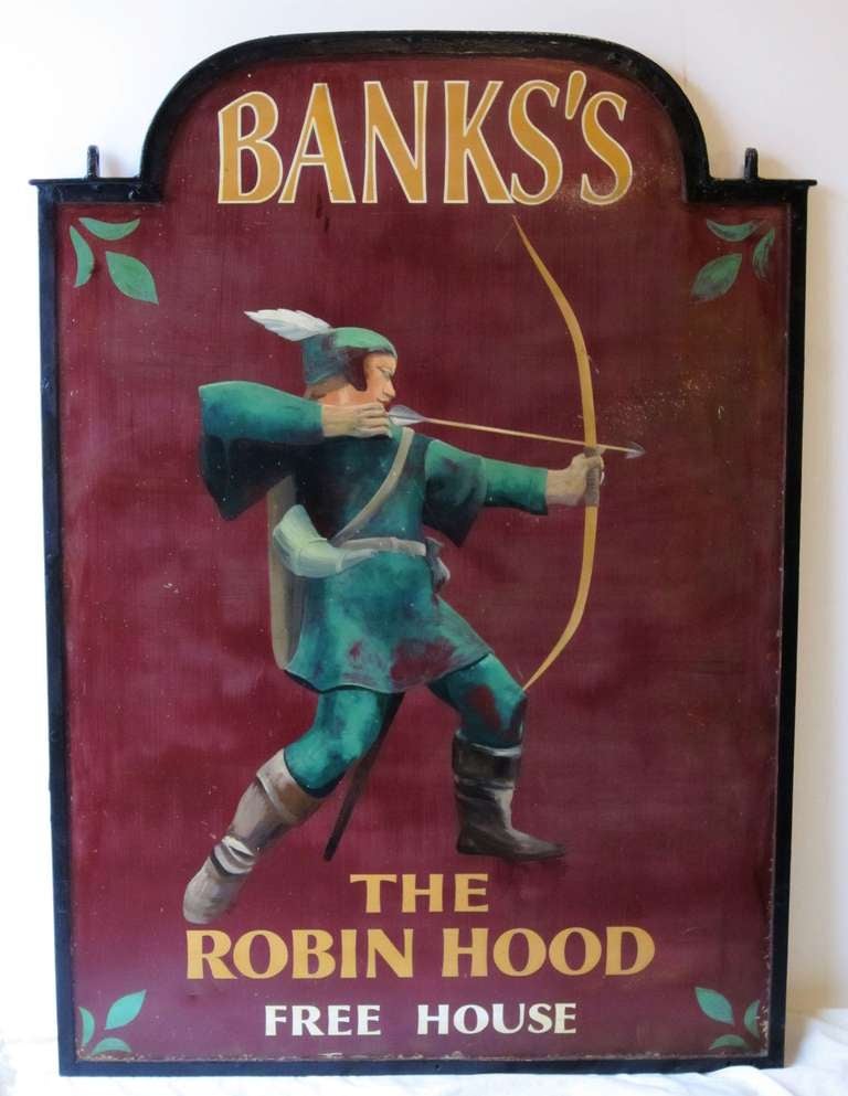 English Pub Sign - The Robin Hood (Banks's - Free House) at 1stDibs